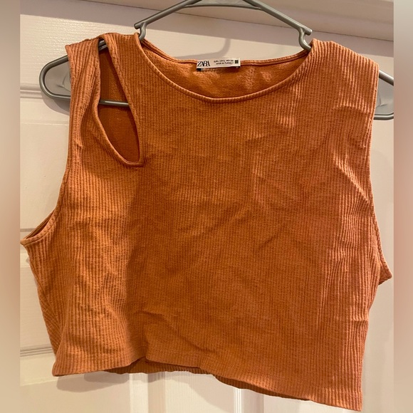 Zara | Tops | Zara Rust Ribbed Cut Out Crop Tank Top | Poshmark